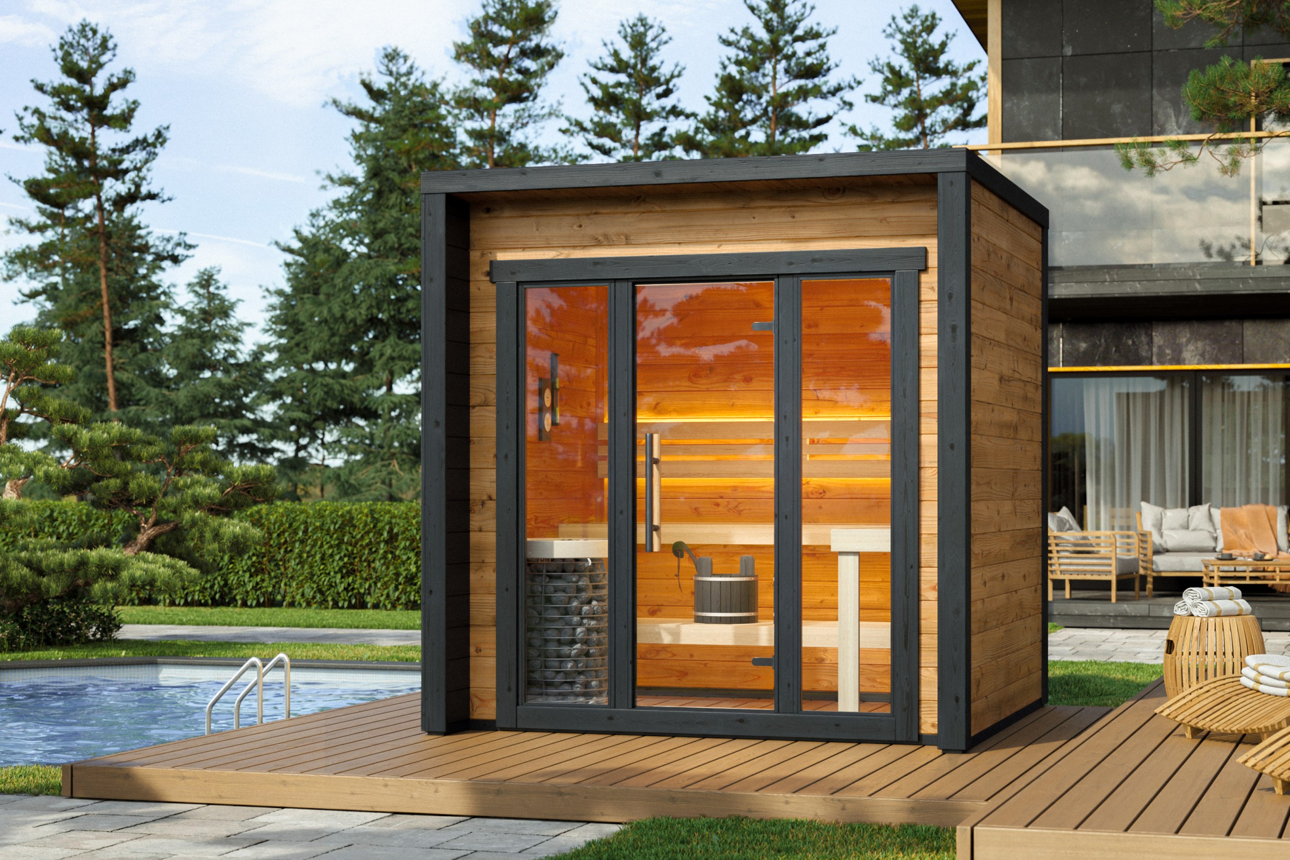 Garten-Blockbohlen Element Basic, nordic Design | FINNWERK