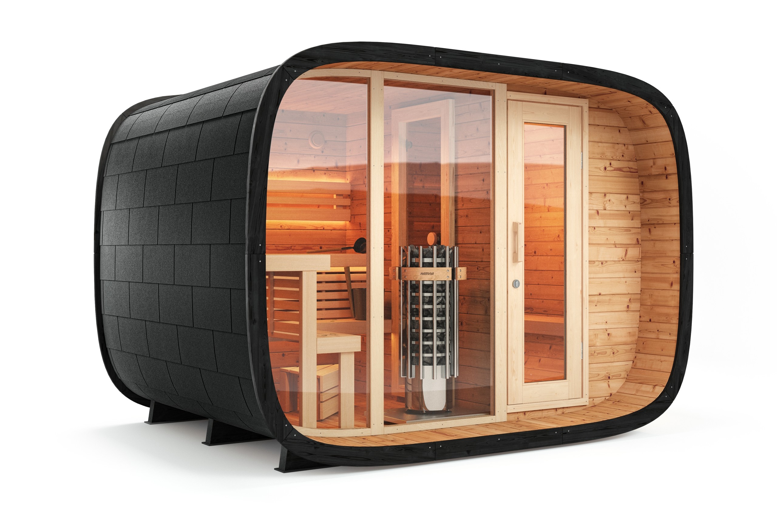 Fasssauna Round-Cube Deluxe Design-Gartensauna | FINNWERK