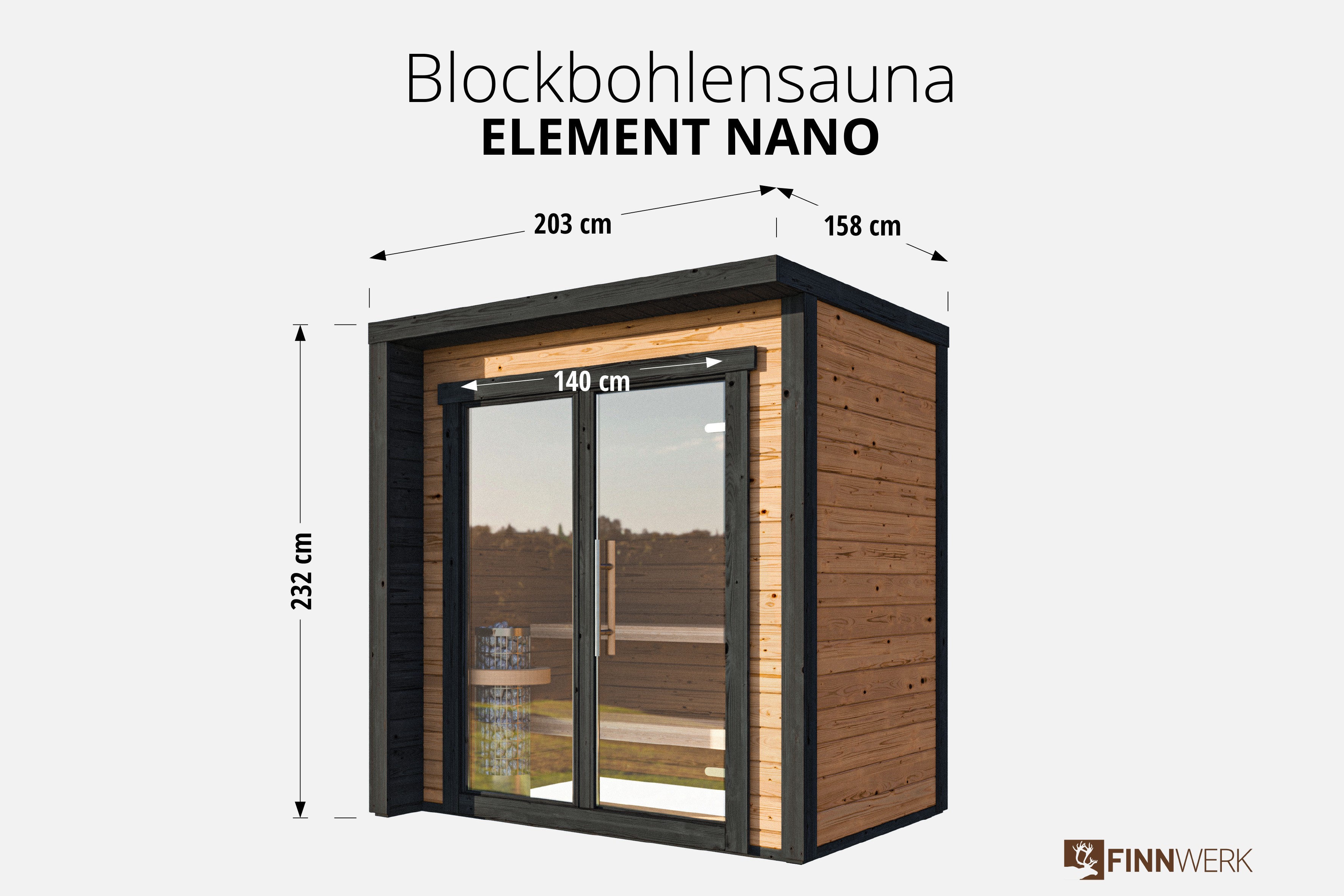 Garten-Blocksauna Element Nano, nordic Design | FINNWERK