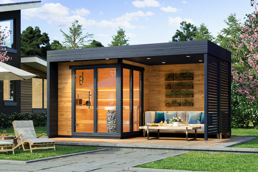 Gartensauna / Saunahaus Blockbohle Element Modern | FINNWERK